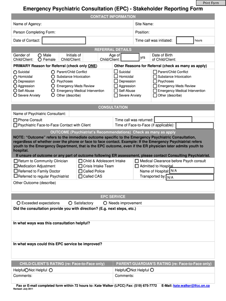 Fillable Online lfcc on Stakeholder Reporting Form Fax Email Print - pdfFiller