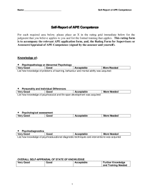 Fillable Online Self-Report of APE Competence Fax Email Print - pdfFiller