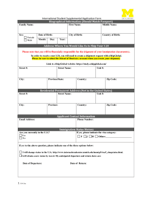 Fillable Online International Student Supplemental Application Form ...