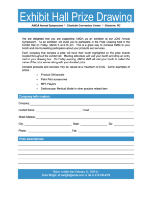 Fillable Online Exhibit Hall Prize Drawing Fax Email Print - pdfFiller