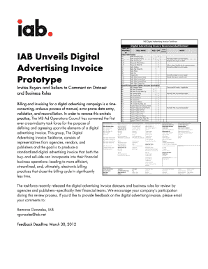 Fillable Online iab IAB Unveils Digital Advertising Invoice Prototype ...