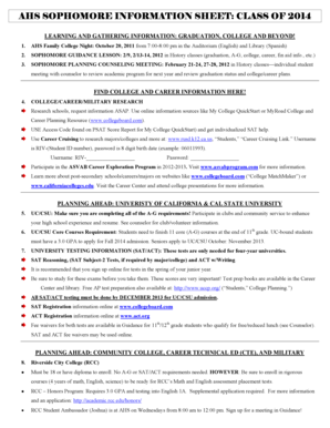 Fillable Online rusdlink Ahs sophomore information sheet ahs sophomore information sheet ...