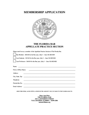 Fillable Online floridabar MEMBERSHIP APPLICATION - The Florida Bar ...