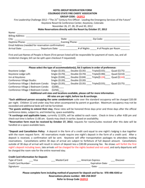 Fillable Online colofirechiefs HOTEL GROUP RESERVATION FORM ...