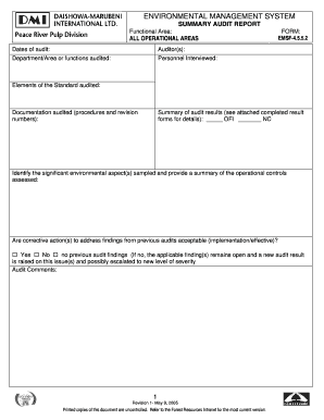Fillable Online SUMMARY AUDIT REPORT Fax Email Print - pdfFiller