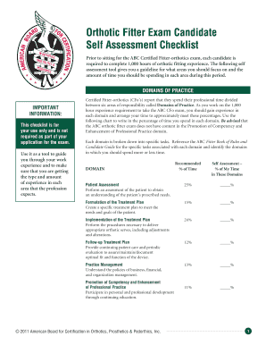 Fillable Online abcop Orthotic Fitter Exam Candidate Self Assessment ...