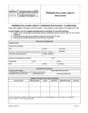 Premises Pollution - Fill Online, Printable, Fillable, Blank | pdfFiller