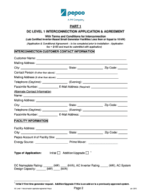 Fillable Online Interconnection Application/Agreement - Part 1 - Pepco Fax Email Print - pdfFiller