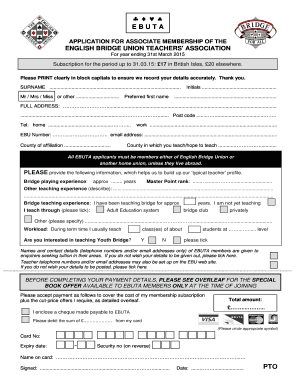 Fillable Online Application Form - English Bridge Union Fax Email Print ...