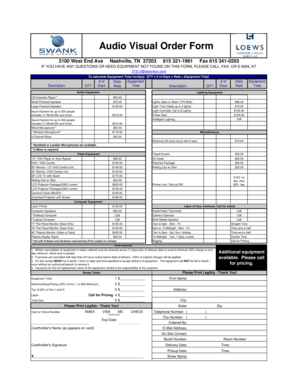 Fillable Online Audio Visual order form - NETA Fax Email Print - pdfFiller