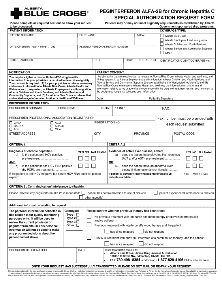 Fillable Online PEGINTERFERON ALFA-2B for Chronic Hepatitis C SPECIAL ...