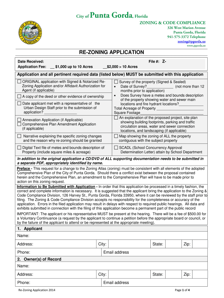 Fillable Online ci punta-gorda fl City of Punta Gorda, Florida ZONING ...