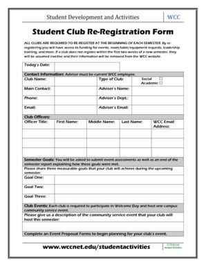 Fillable Online departments wccnet Student Development and Activities ...