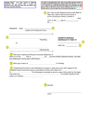 Fillable Online nycourts ORDER EXTENDING DEFENDANT39S TIME TO ...