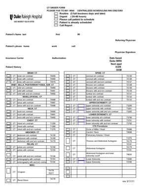 Fillable Online CT ORDER FORM PLEASE FAX TO 681- 8004 CENTRALIZED ...