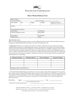 Fillable Online 2011 Minor Medical Release Form.doc Fax Email Print ...