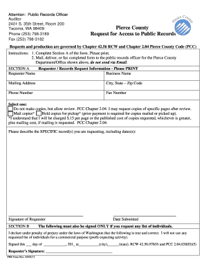 Fillable Online co pierce wa Pierce County Request for Access to Public ...