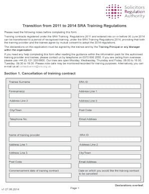 Fillable Online Transition from 2011 to 2014 SRA Training Regulations ...