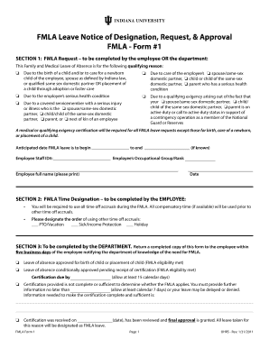 Fillable Online hr iu FMLA Leave Notice of Designation, Request, & Approval Fax Email Print ...