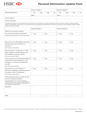 Fillable Online Personal Information Update Form - HSBC Fax Email Print ...