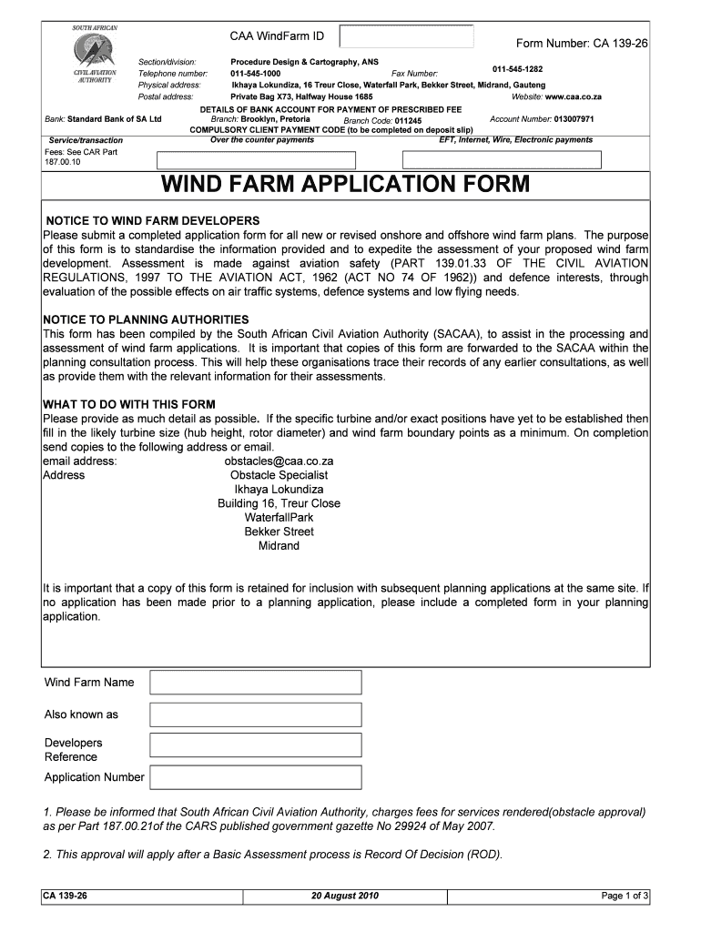 Fillable Online caa co WIND FARM APPLICATION FORM Fax Email Print - pdfFiller