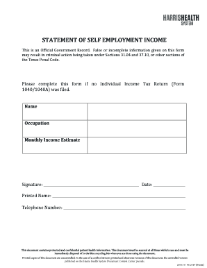 Fillable Online STATEMENT OF SELF EMPLOYMENT INCOME Fax Email Print ...
