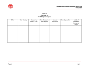 Fillable Online mptreasury Form 3 (See Rule 11) Stock Disposal Register ...