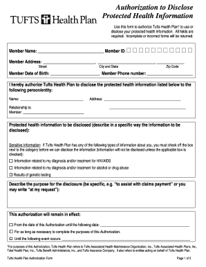 Fillable Online catholicbenefits Disclosure Authorization Form -- Tufts ...