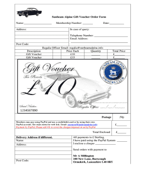 Fillable Online Gift Voucher Order Form Fax Email Print - pdfFiller