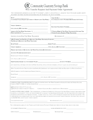 Fillable Online Wire Transfer Request And Payment Order Agreement Fax ...