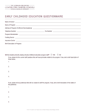 Fillable Online early childhood education questionnaire - CMU Center ...