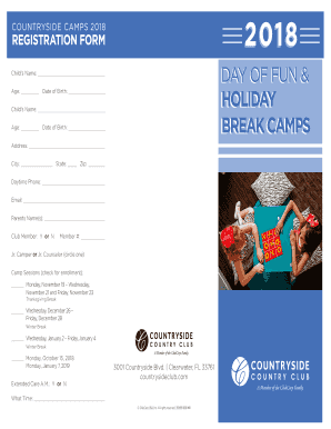 Fillable Online COUNTRYSIDE CAMPS 2018 REGISTRATION FORM 2018 Fax Email Print - pdfFiller