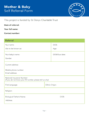 Fillable Online Self Referral Form - alabare.co.uk Fax Email Print - pdfFiller