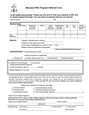 Fillable Online Maryland WIC Program Referral Form Fax Email Print ...
