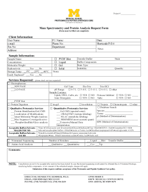 Fillable Online Mass Spectrometry and Protein Analysis Request Form ...