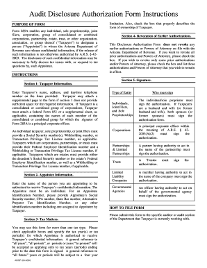 Fillable Online Audit Disclosure Authorization Form Instructions Fax ...