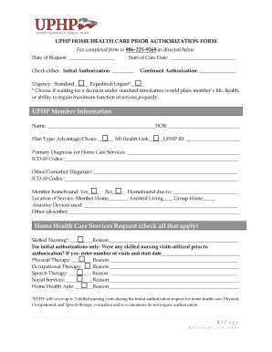 Fillable Online Home Health Care Prior Authorization Form Fax Email ...