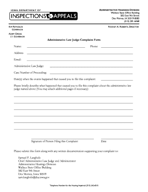 Fillable Online dia iowa ALJ Complaint Form.doc Fax Email Print - pdfFiller