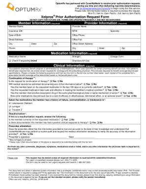 Fillable Online Xelpros Prior Authorization Request Form Fax Email ...