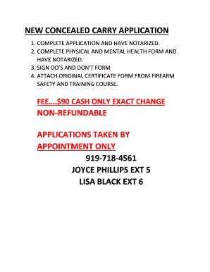 Fillable Online NEW CONCEALED CARRY APPLICATION Fax Email Print - pdfFiller