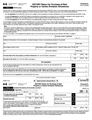 Fillable Online GST/HST Return for Purchase of Real Property or Carbon ...