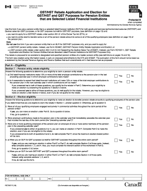 Fillable Online GST/HST Rebate Application and Election for GST/HST and ...