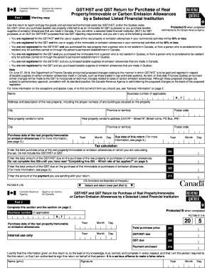Fillable Online GST/HST and QST Return for Purchase of Real Property ...