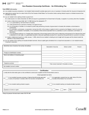 Fillable Online Non-Resident Ownership CertificateNo Withholding Tax ...