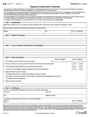 Fillable Online Use this form to request the destruction of records ...