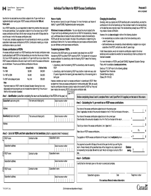 Fillable Online Individual Tax Return for RESP Excess Contributions for ...
