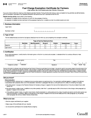 Fillable Online Fuel Charge Exemption Certificate for Farmers under ...