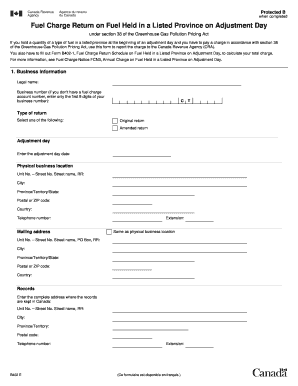 Fillable Online Fuel Charge Return on Fuel Held in a Listed Province on ...