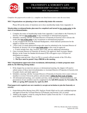 Fillable Online NEW MEMBERSHIP INTAKE GUIDELINES Fax Email Print ...