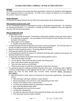 Fillable Online GUIDELINES FOR A FORMAL AFTER ACTION REVIEW Fax Email ...